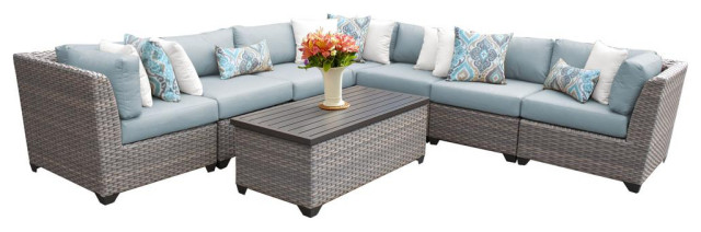 Florence 8 Piece Outdoor Wicker Patio Furniture Set 08a, Spa - Tropical ...