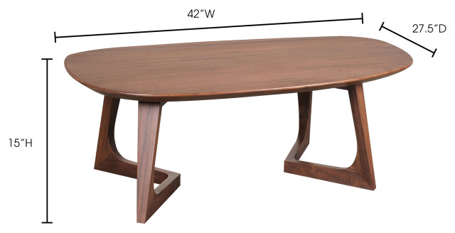 42 Inch Coffee Table Small Brown Mid-Century Modern - Midcentury ...