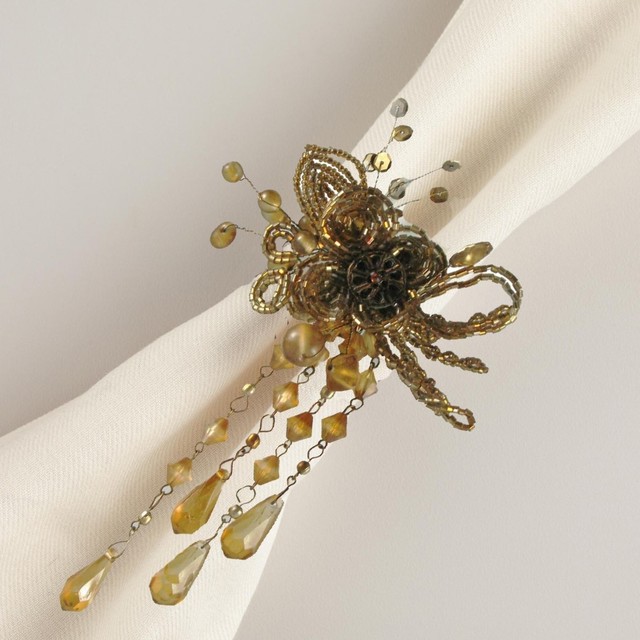 Beaded Amber Napkin Rings, Set of 4 - Traditional - Napkin Rings - by ...