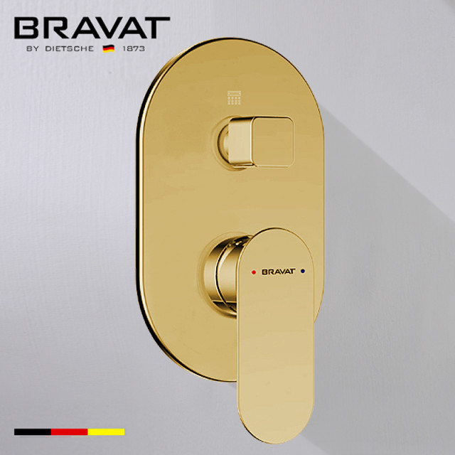 Bravat Wall Mounted Shower Set, Valve Mixer 2-Way Concealed, Brushed ...