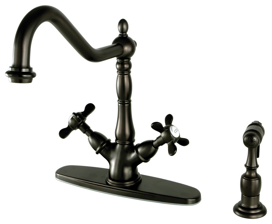 Mono Deck Mount Kitchen Faucet with Brass Sprayer, ORB - Traditional ...