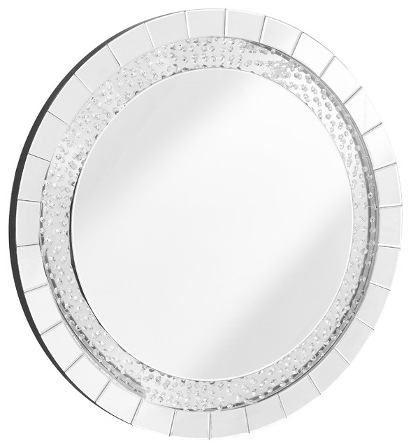 Sparkle 39" Contemporary Crystal Round Wall Mirror - Contemporary ...