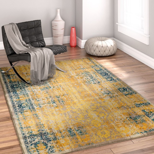 Well Woven Laurent Stratton Modern Vintage Yellow Area Rug, 7'10"x9'10 ...