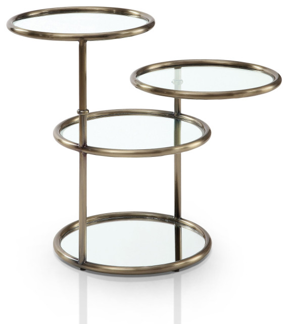 Contemporary End Stand, Unique Design With Champagne Metal Frame & 3 ...