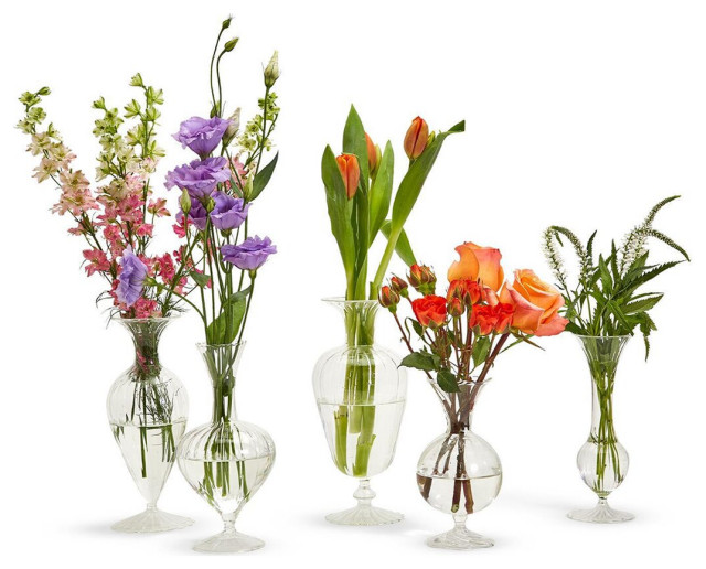 Two's Company Verre Fluted Glass Vases, Set of 5 - Contemporary - Vases ...