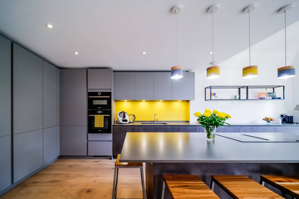 Modern Grey & Yellow Kitchen in Ham - Modern - Kitchen - London - by ...
