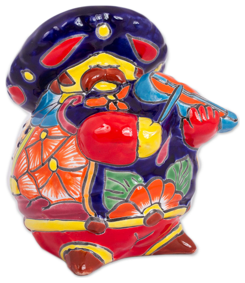 Novica Handmade Violin Mariachi Ceramic Figurine - Contemporary ...