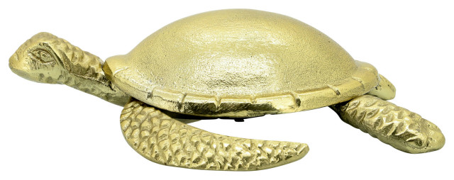 Metal 9" Turtle Table Accent, Gold - Beach Style - Decorative Objects ...