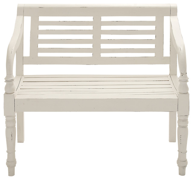 Farmhouse White Wood Bench 37764, 40" x 22" x 36" - French Country ...