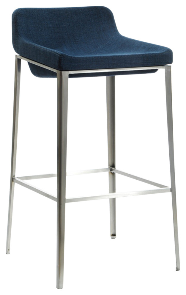Modrest Adhil Modern Blue Fabric Bar Stool - Contemporary - Bar Stools ...