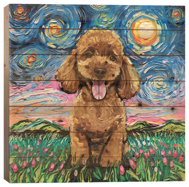 Apricot Poodle Night by Aja Trier Art Print, 26x26x1.5 (Gallery-Wrapped ...