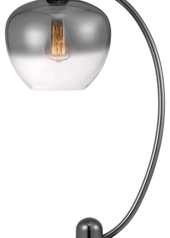 27" Gunmetal Metal Table Lamp With Silver Metallic Globe Shade ...