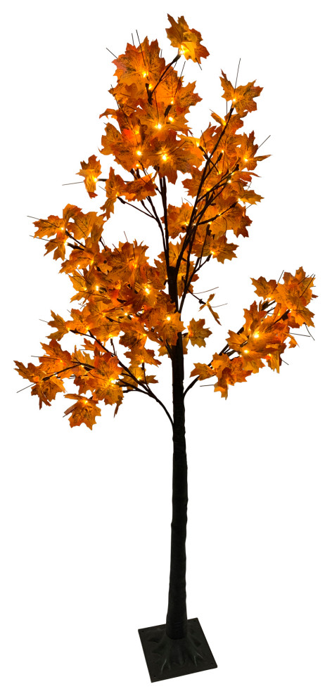 6 Led Lighted Autumn Harvest Maple Leaf Tree Warm White Lights