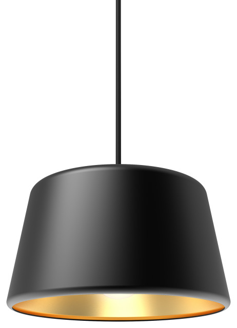 Pillbox 10" Pendant - Black w/Gold Interior - E26 Socket - Modern - Pendant Lighting - by ...