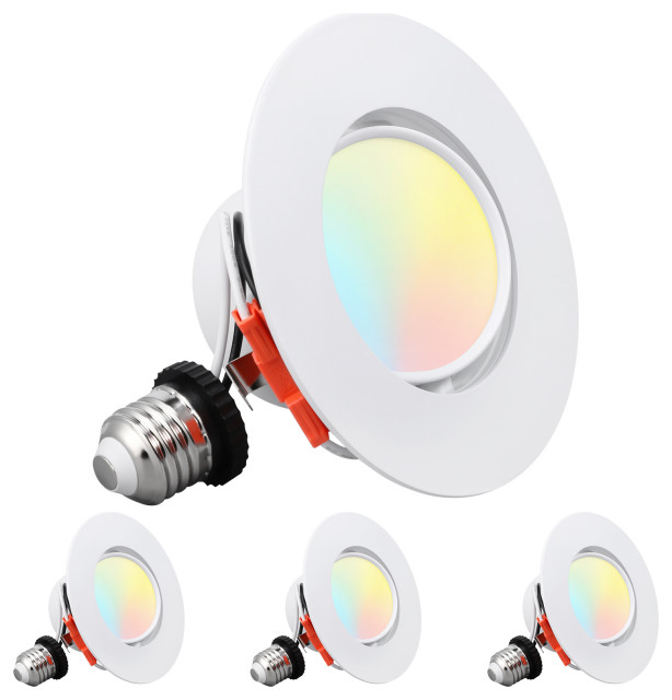4 Pack 4" 5CCT Gimbal LED Recessed Light Dimmable Retrofit Can Lights ...