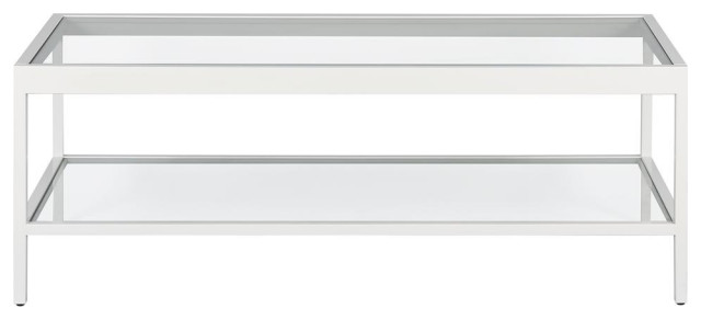 Alexis 45'' Wide Rectangular Coffee Table in White - Contemporary ...