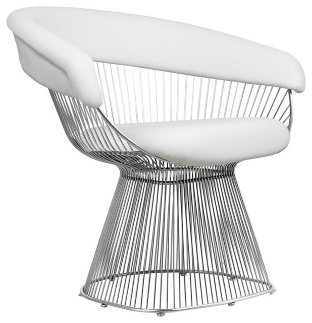 Pangea Home Fern 17.5" Faux Leather & Stainless Steel Arm Chair in ...