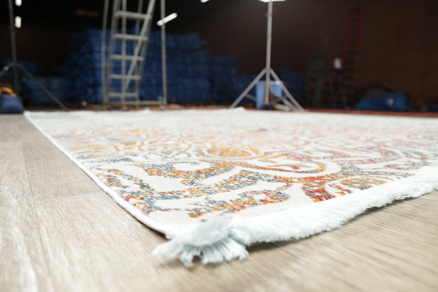 Heat-Set Vintage-Style Damask Border Distressed Area Rug, 9 X 12 Ft ...