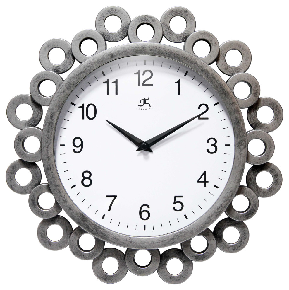 Ellipse 12" Silver Decorative Wall Clock - Contemporary - Wall Clocks ...