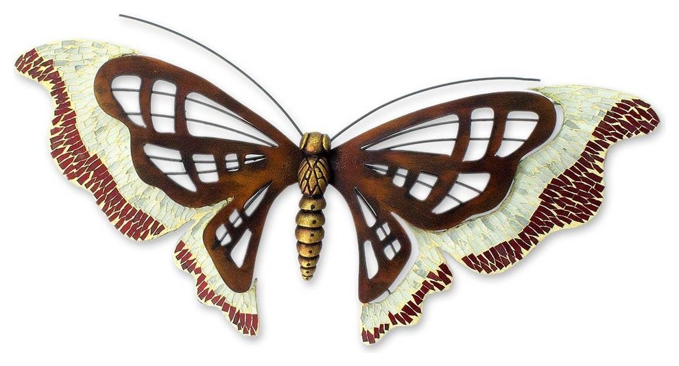 Aztec Butterfly Iron Wall Sculpture, Mexico - Contemporary - Metal Wall ...