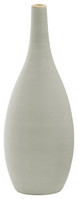 Ceramic Round Vase With Bellied Buttom, Small, Combed - Contemporary ...