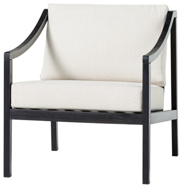 Modern Solid Wood Outdoor Curved Arm Club Chair - Black Wash ...