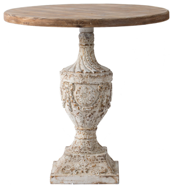 Benzara BM285037 31" Accent Side Table, Fir Wood, Engraved, Antique ...