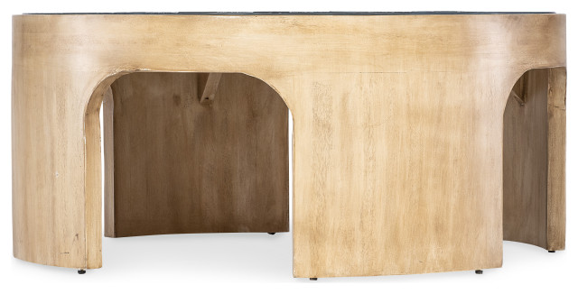 Crosshatch Stone Top Round Coffee Table - Farmhouse - Coffee Tables ...