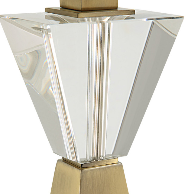 Tapered Antique Brass Metal Table Lamp 32 in Geometric Modern Pyramid ...