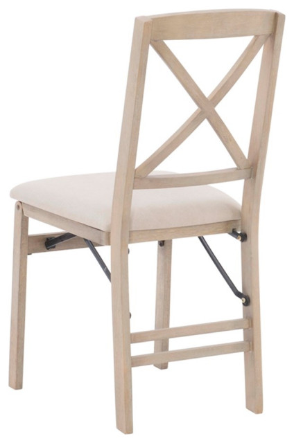 Linon Triena X-Back Set of Two Folding Chairs Padded Seat in Graywash ...