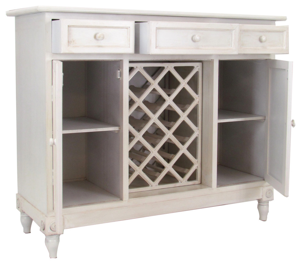 Benzara BM213461 Transitional Wooden Sideboard With Built In Wine Rack ...