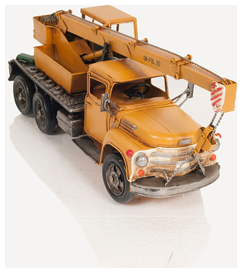 Metal Handmade Crane Truck Model, Collectible Metal Scale Model Truck ...