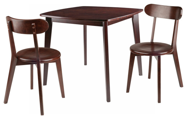 Pauline 3-Pc Dining Table with H-Leg Chairs, Walnut - Midcentury ...