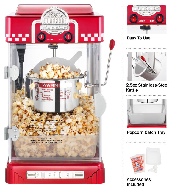 Little Bambino Old-Fashioned Countertop Popcorn Popper With 2.5-Ounce ...