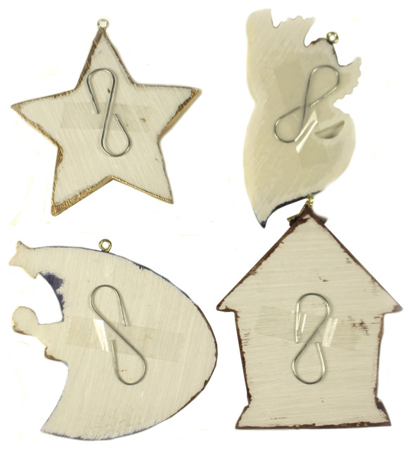 Holiday Ornament Nativity Set/4 Polyresin Manger Kings Angel Star 19116 ...