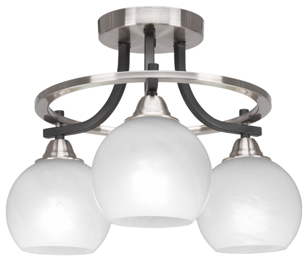 Paramount 3 Light Semi-Flush In Matte Black & Brushed Nickel (3417-MBBN ...