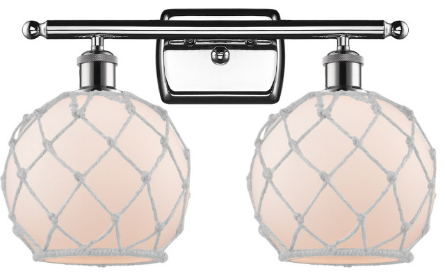 Ballston Farmhouse Rope 2 Light Bathroom Vanity Light, Polished Chrome ...