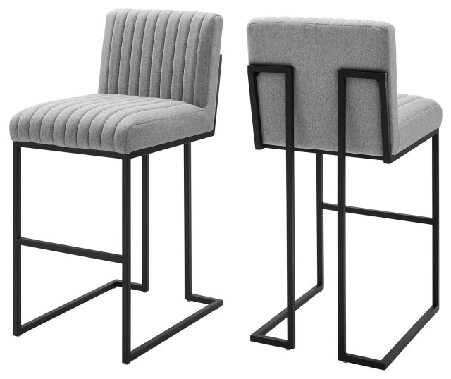 Indulge Channel Tufted Fabric Bar Stools - Transitional - Bar Stools ...