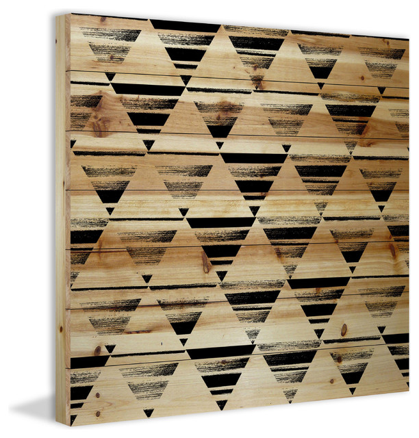 "Triangle Checkerboard" Painting Print on White Wood, 24"x24 ...