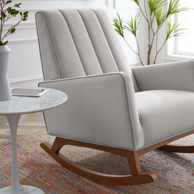 Accent Rocking Chair Armchair, Velvet, Gray, Modern, Lounge Hospitality ...