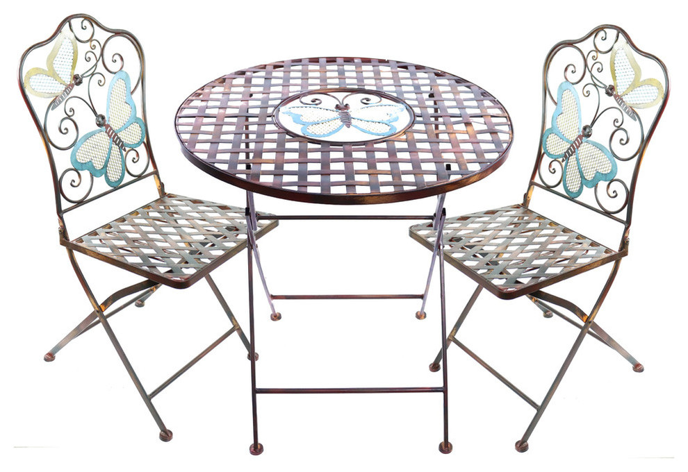 Butterfly Table and Two Chairs Bistro Set - Contemporary - Outdoor Pub ...