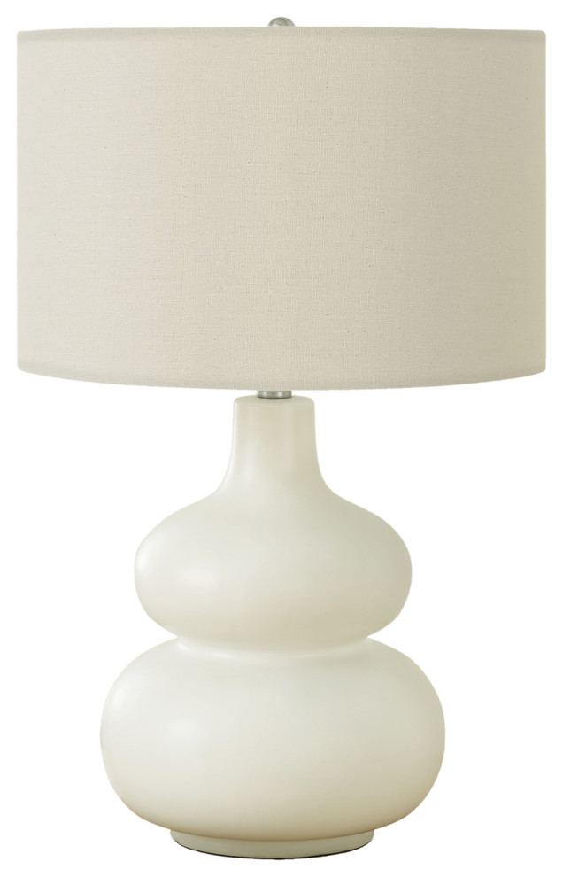 Lighting, 25"H, Table Lamp, Ivory/Cream Shade, Cream Ceramic ...