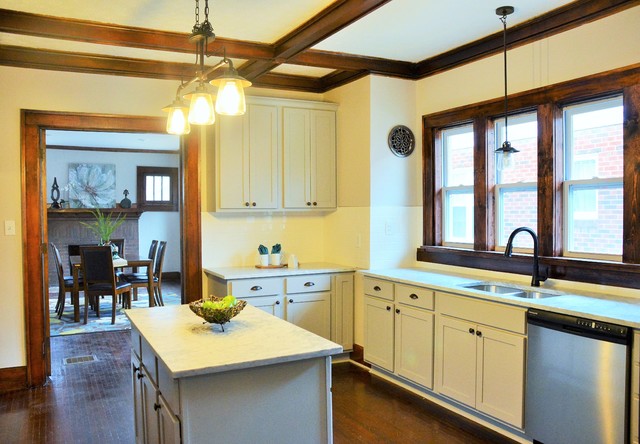 Early 1900's Craftsman Kitchen Remodel with Gray Cabinets & Carrara ...