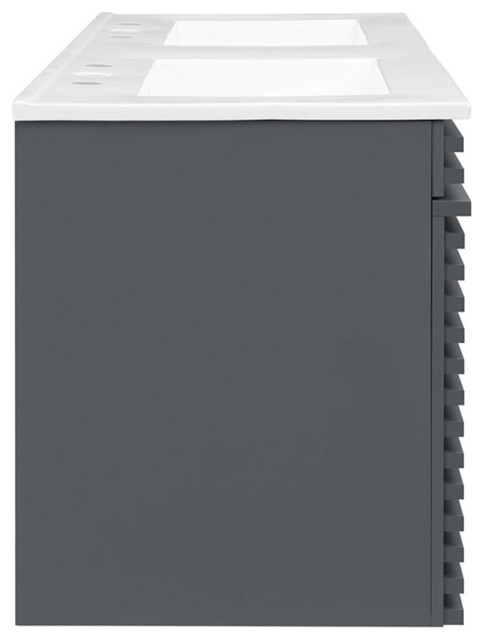 Modway Render 48" MDF and Particleboard Wall-Mount Bathroom Vanity in ...