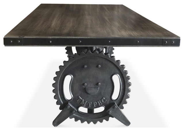 Steampunk Adjustable Dining Table - Iron Crank Base - Gray Top ...