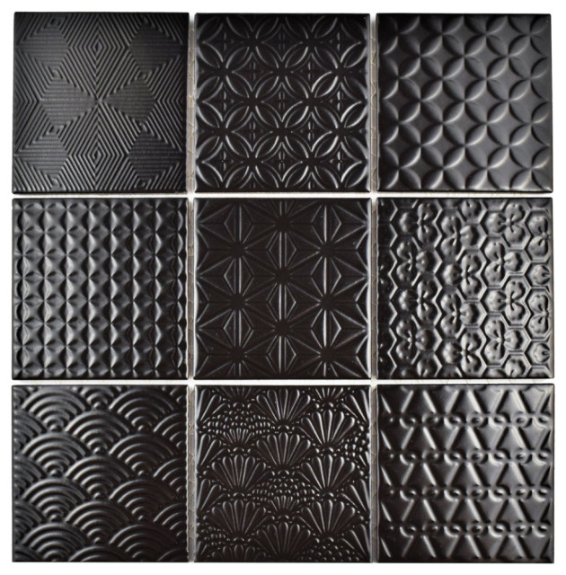 Spirit Porcelain Mosaic Floor and Wall Tile, Black, Sample ...