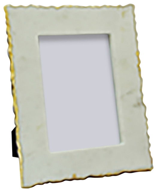 Marble, 5x7 Jagged Photo Frame With Gold Trim, White - Contemporary ...