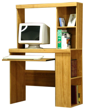 Computer Woodtone Laminate Desk With Built-In Bookcase - Desks And ...