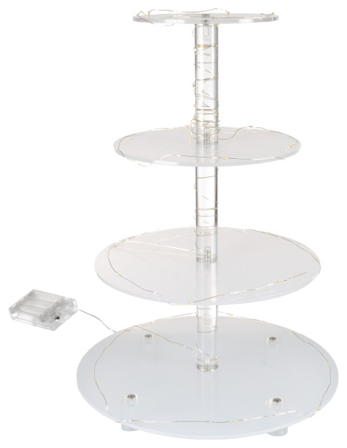 4-Tier Cupcake Stand Round Acrylic Display Stand With LED Lights ...