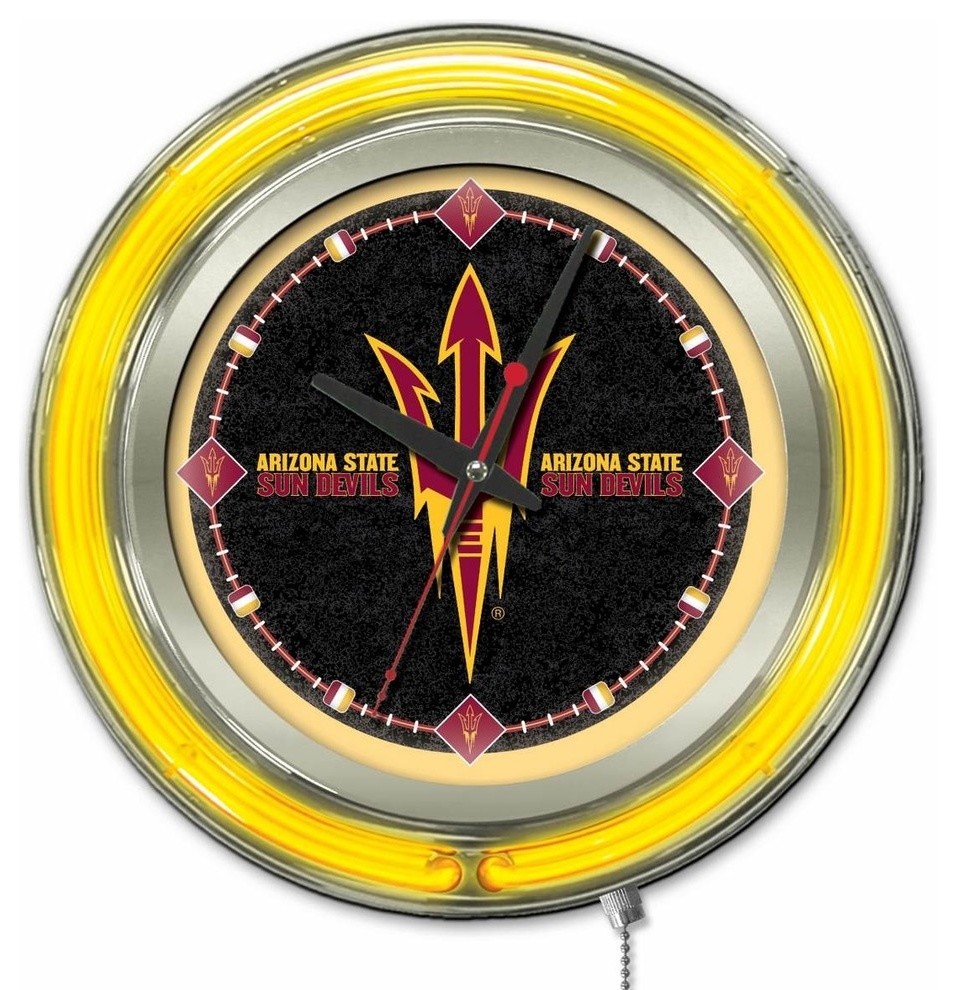 Arizona State Neon Clock with Pitchfork Logo - Contemporary - Wall ...